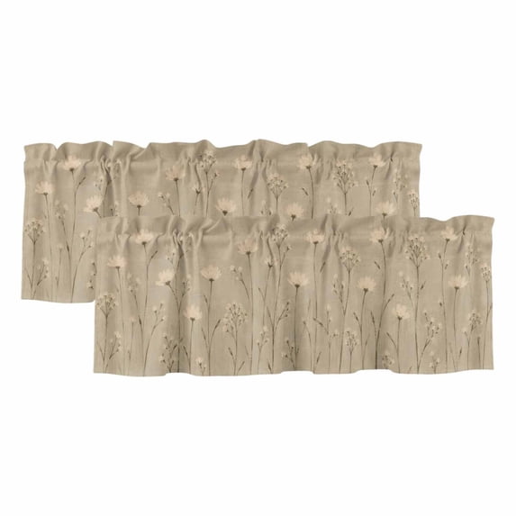 2 Pack White Wildflower Valance for Window Rustic Floral Meadow Flower ...