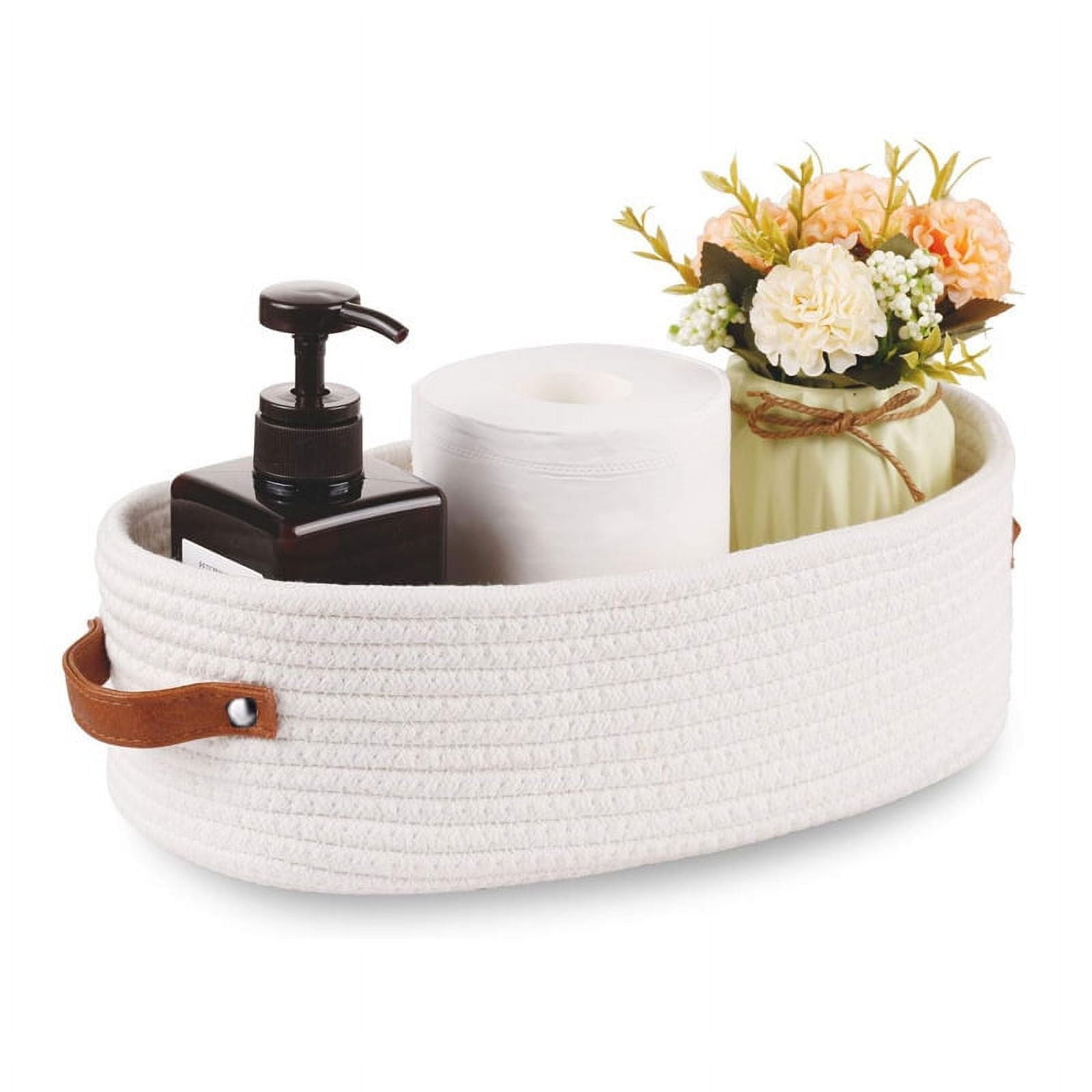 2 Pack, WhiteToilet Paper Basket - Woven Toilet Basket Organizer Toilet ...