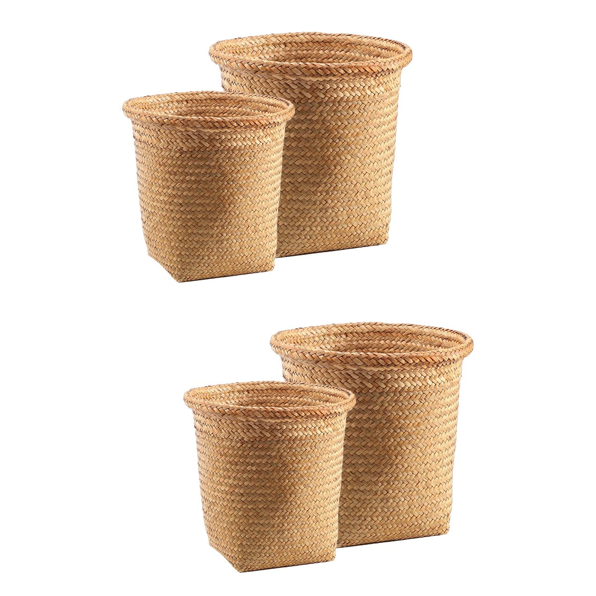 2 Pack Wicker Basket Bin Rattan Storage Trash Sorting Office Child ...
