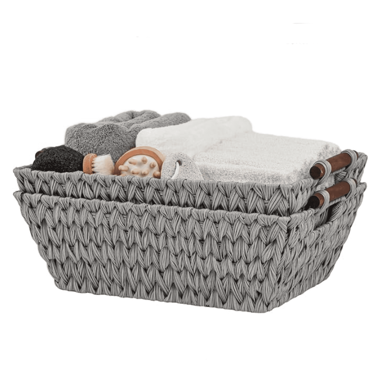 2-Pack Wicker Storage Baskets, Wicker Baskets for Organizing, Trapezoid ...