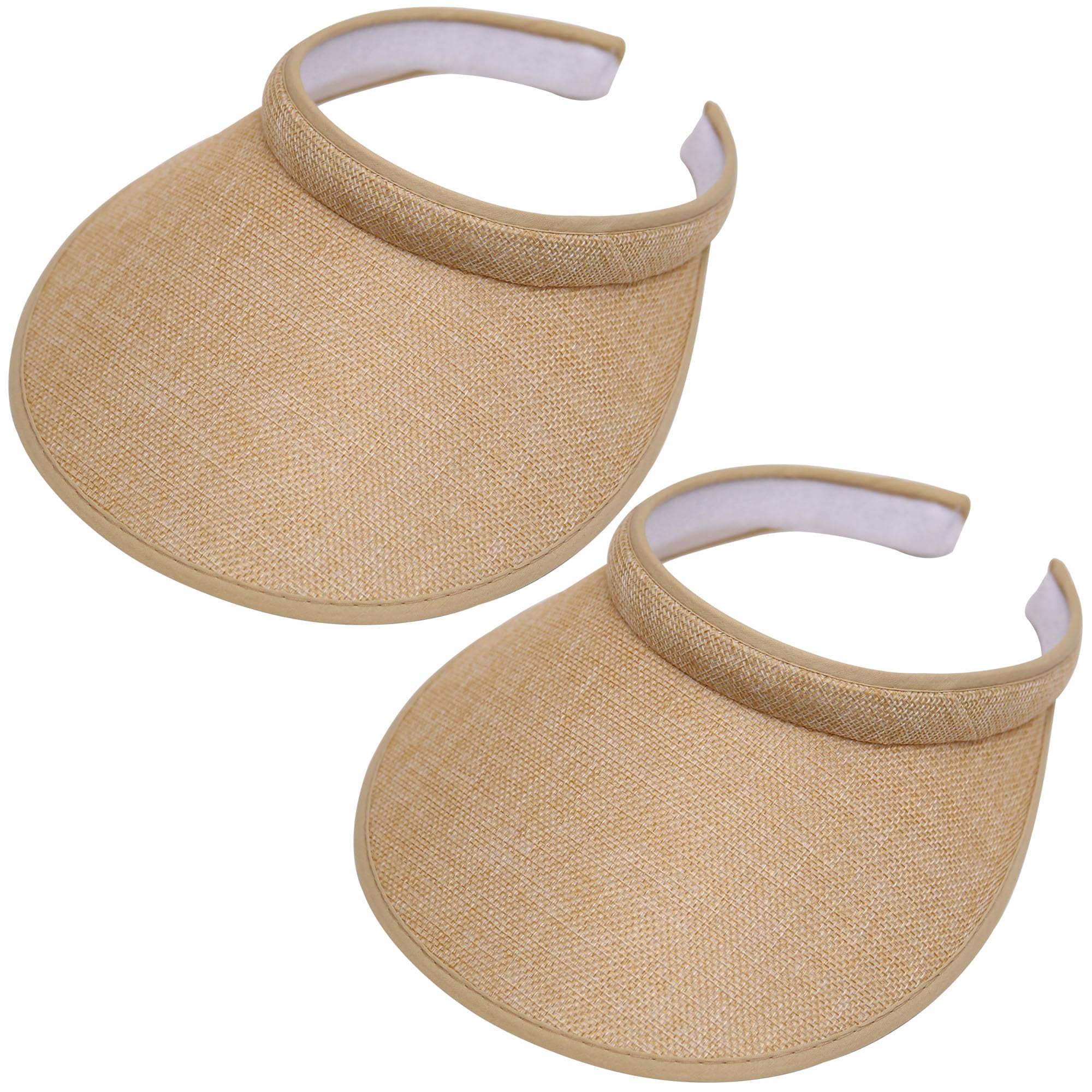 2 Pack Wide Brim Sun Visor Hats Women Men Large Clip-on Visors Hat UV ...