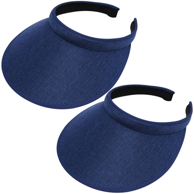 2 Pack Wide Brim Sun Visor Hats Women Men Large Clip-on Visors Hat UV ...