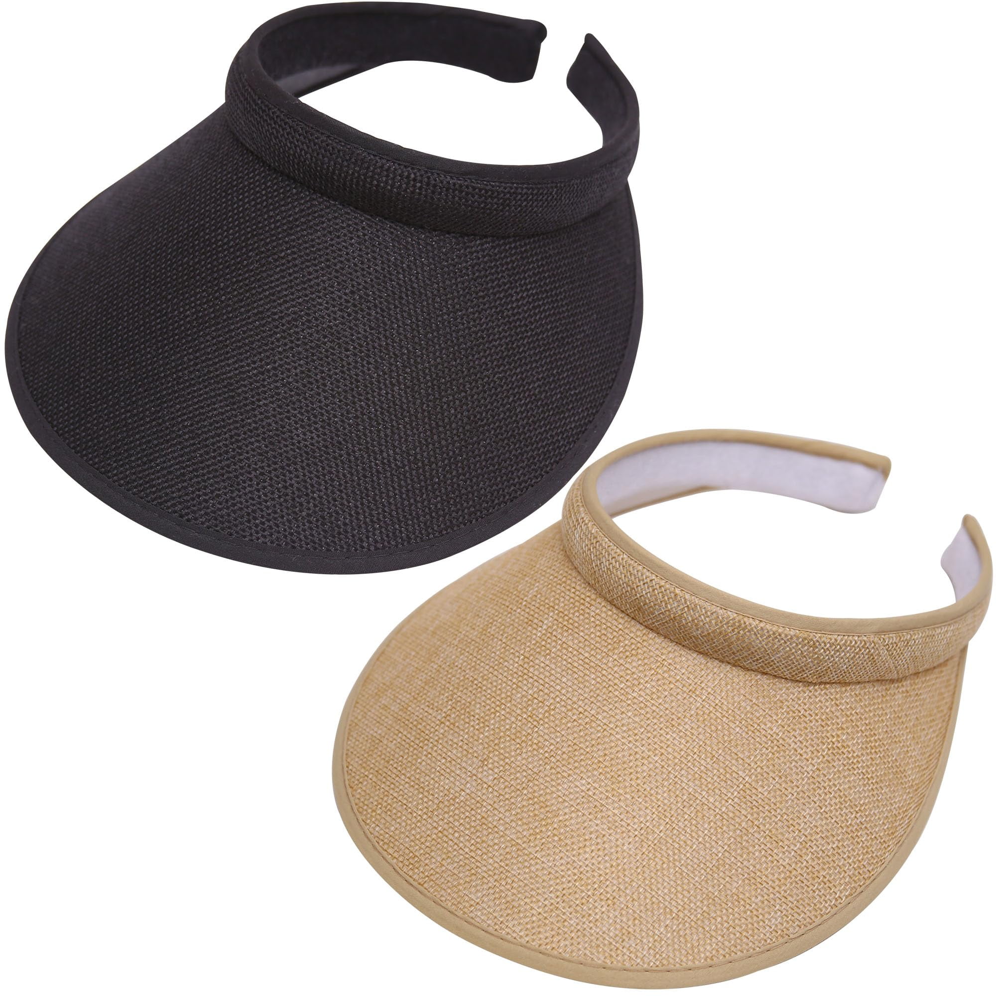 2 Pack Wide Brim Sun Visor Hats Women Men Large Clip-on Visors Hat UV ...
