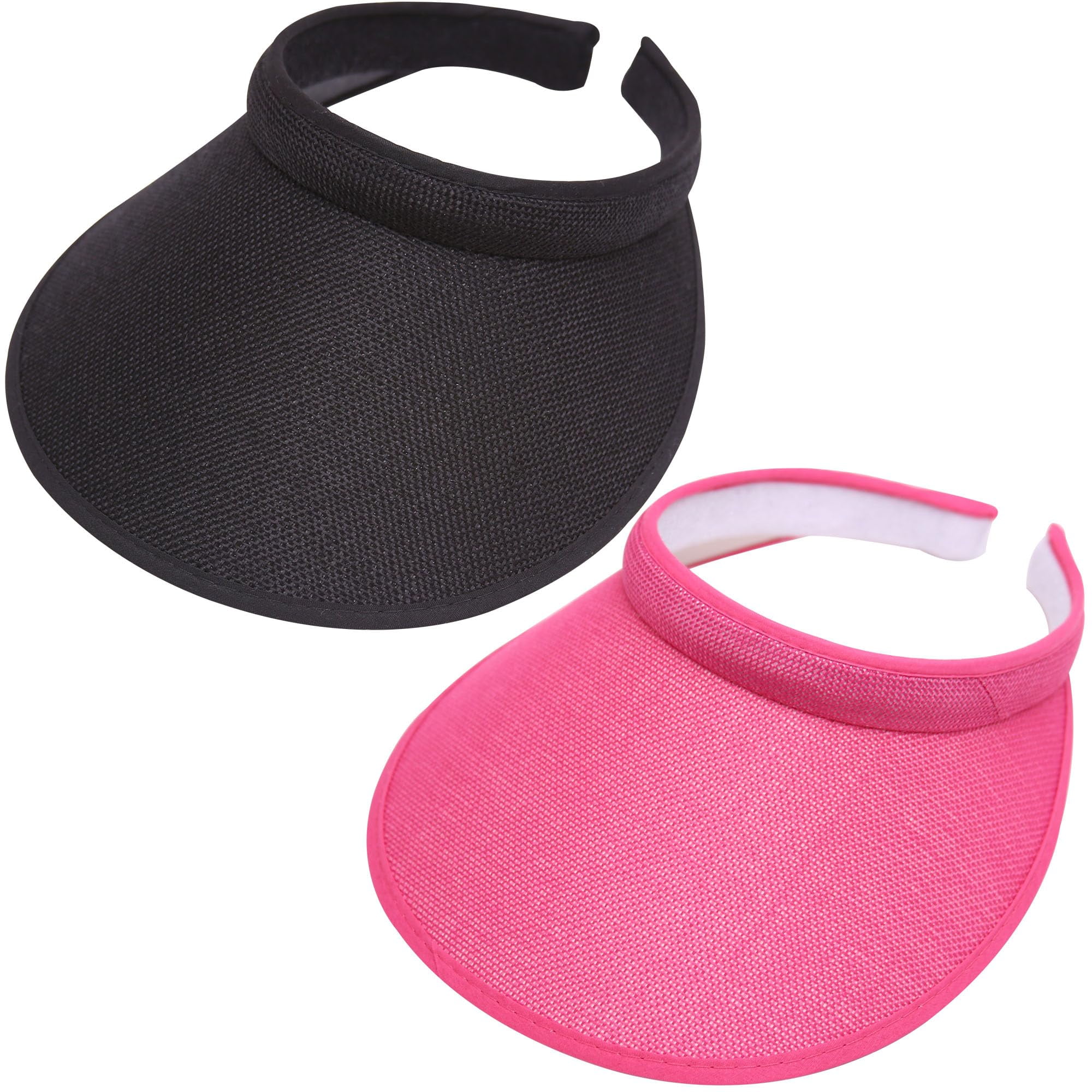 2 Pack Wide Brim Sun Visor Hats Women Men Large Clip-on Visors Hat UV ...