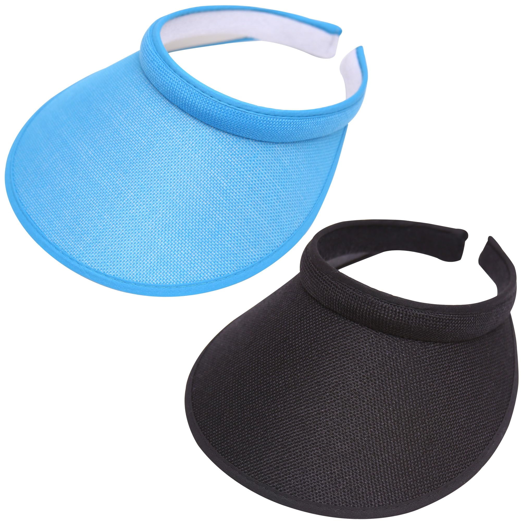2 Pack Wide Brim Sun Visor Hats Women Men Large Clip-on Visors Hat UV ...
