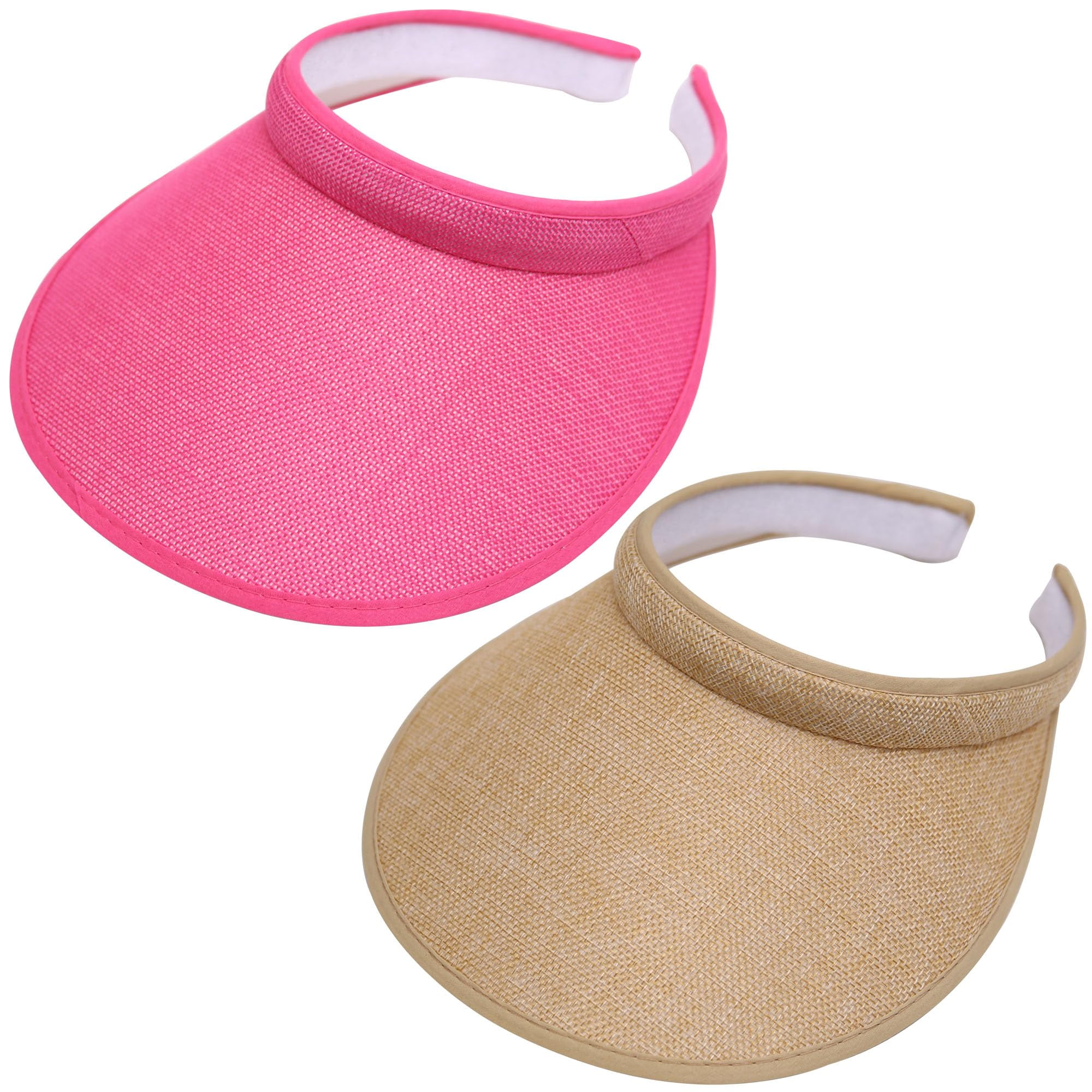2 Pack Wide Brim Sun Visor Hats Women Men Large Clip-on Visors Hat UV ...