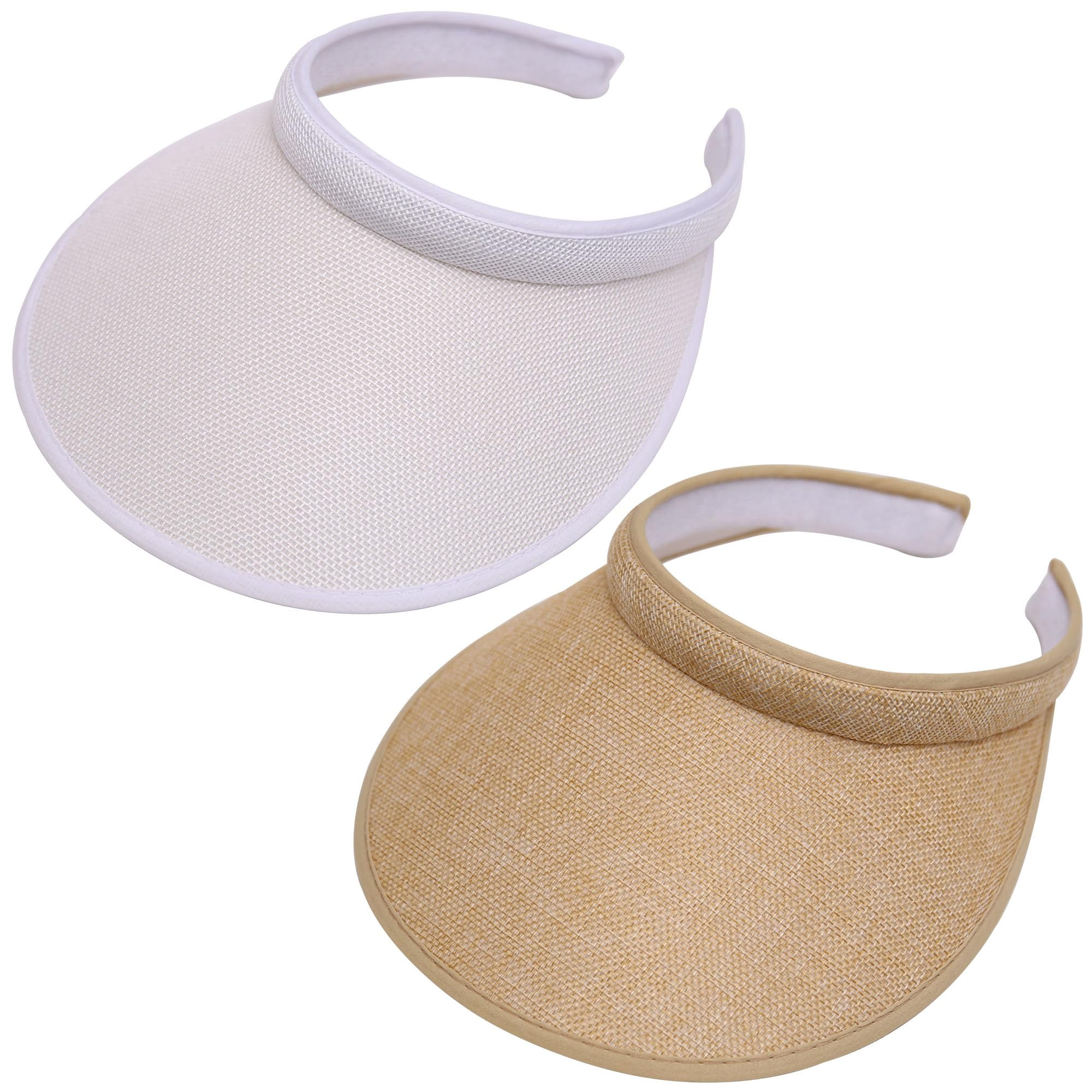 2 Pack Wide Brim Sun Visor Hats Women Men Large Clip-on Visors Hat UV ...