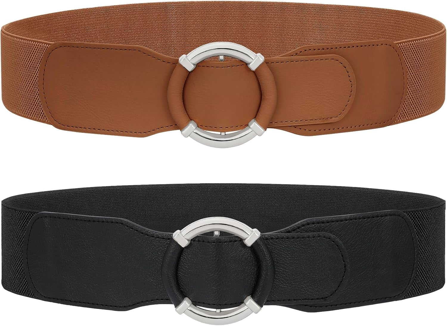 2 Pack Wide Elastic Belt for Women Ladies Stretchy Belts for Dress ...