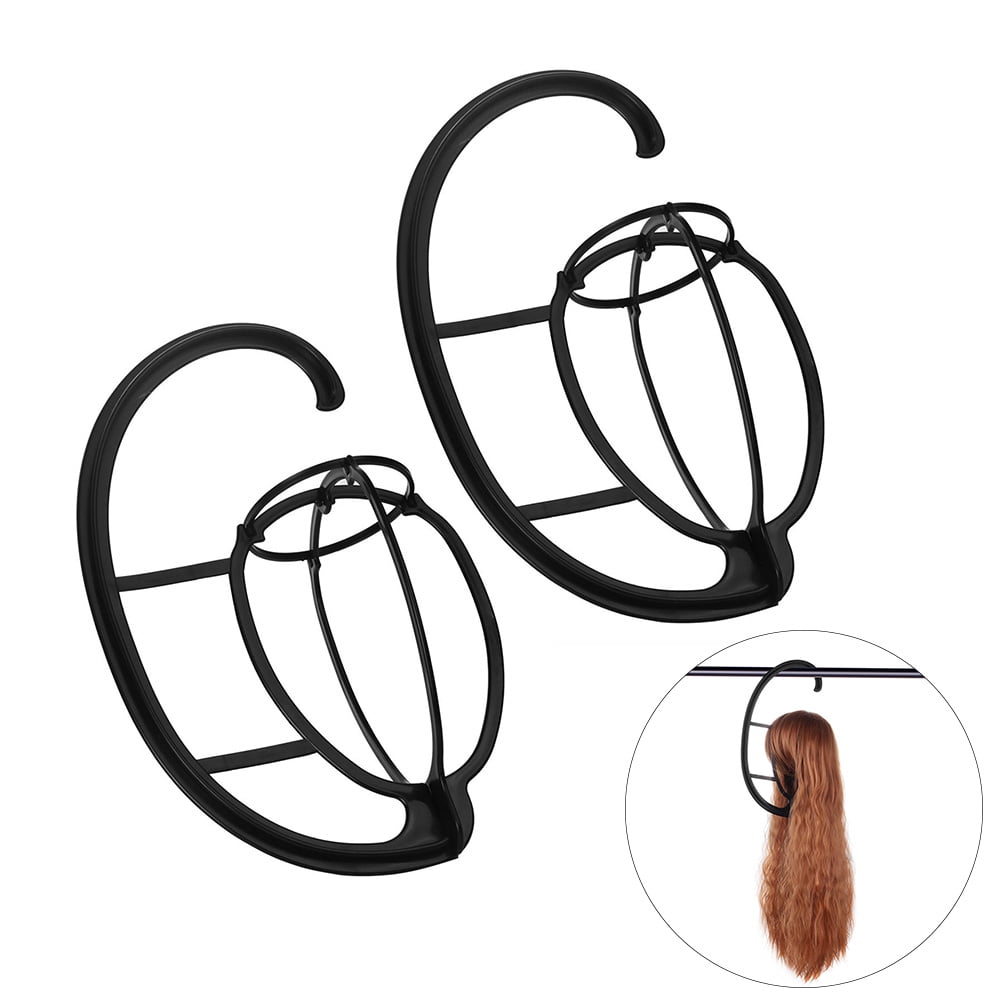 Portable Wig Hanger for Hanging Wigs and Hats Durable ABS Black 2 Pack ...