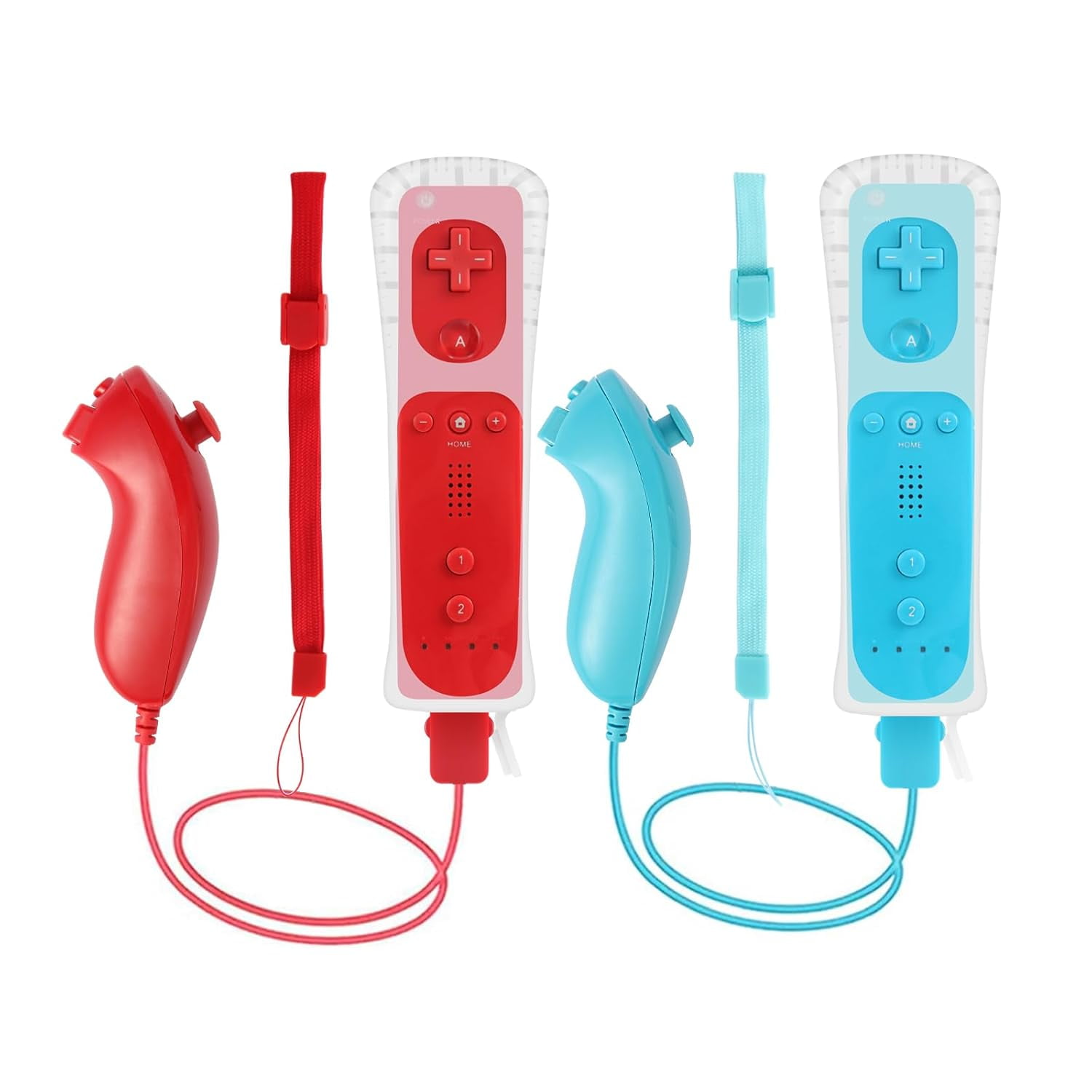 2 Pack Wii Remote and Nunchuck Controller,Wii Remote Controller with Motion Plus,Silicone Case ...