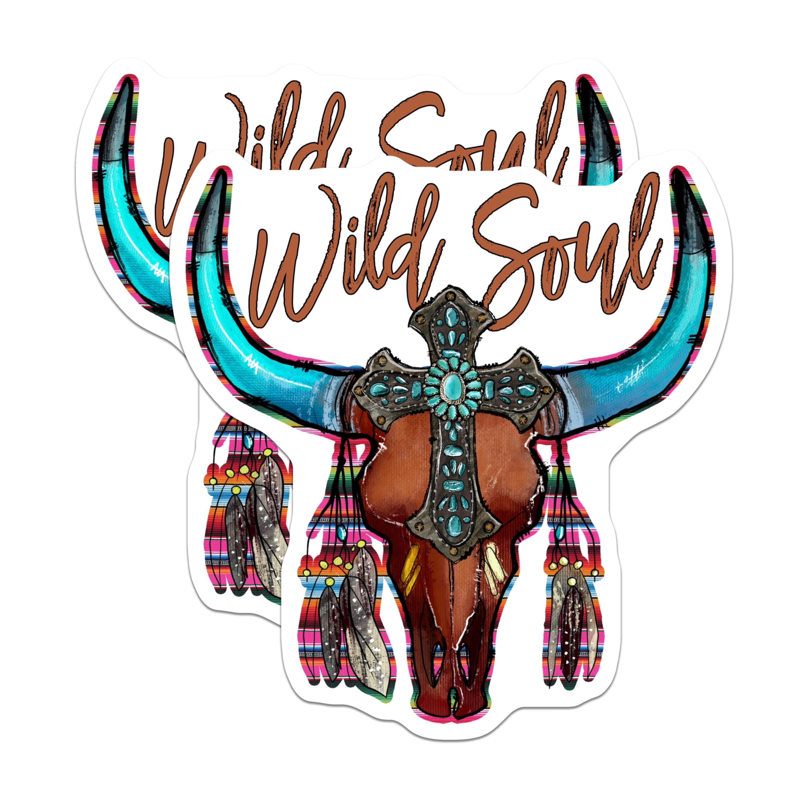 (2 Pack) Wild Soul Bull Skull Magnets - Boho Western Decor ...