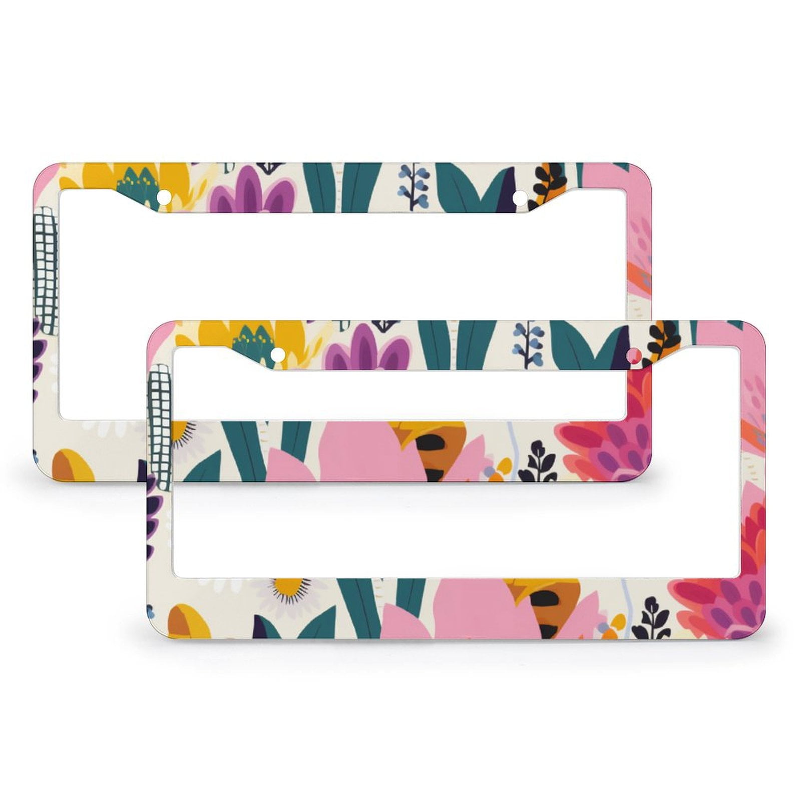 2 Pack Wildflowers Floral Botanical Floral License Plate Frames ...