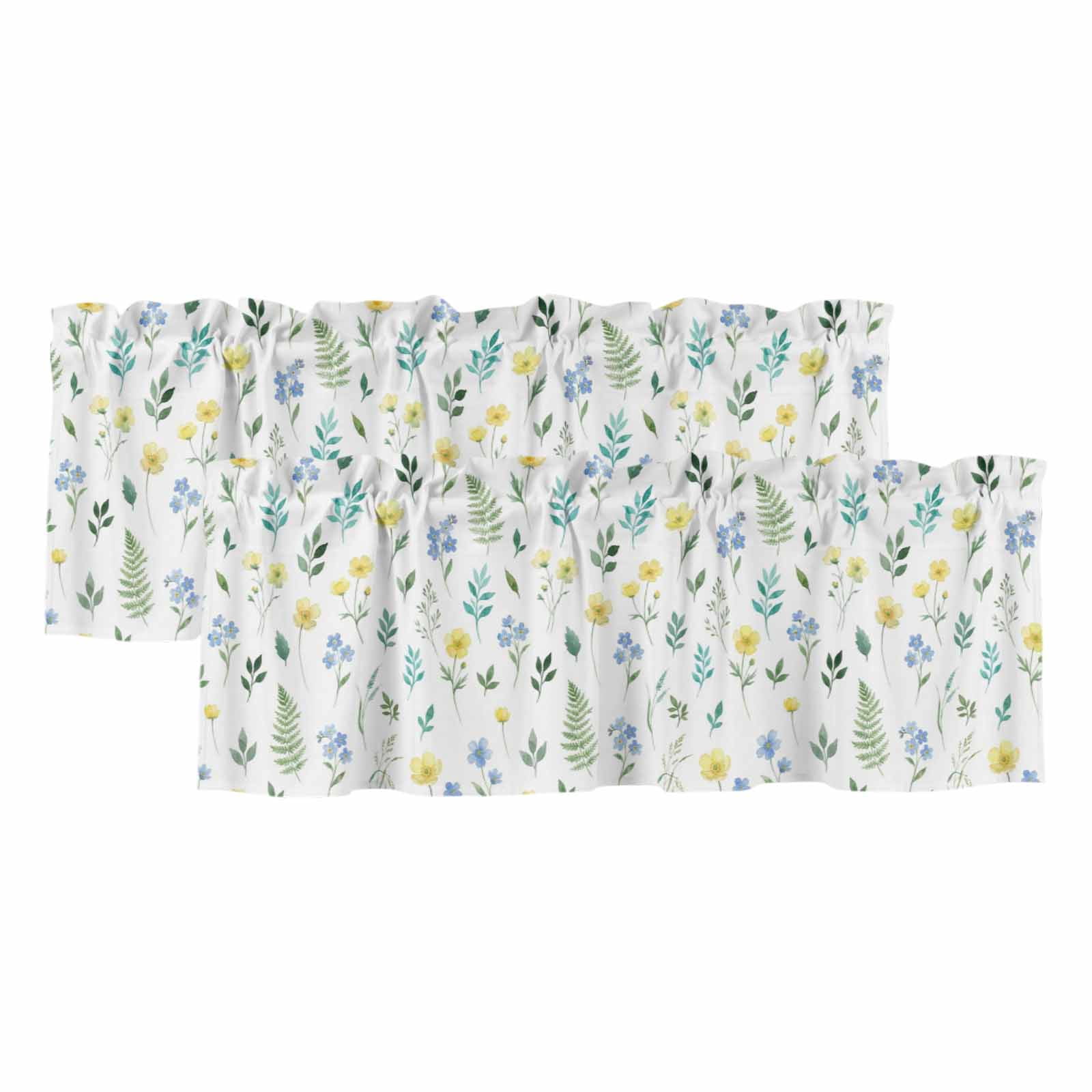 2 Pack Wildflowers Valance for Window Rustic Green Purple Yellow Floral ...