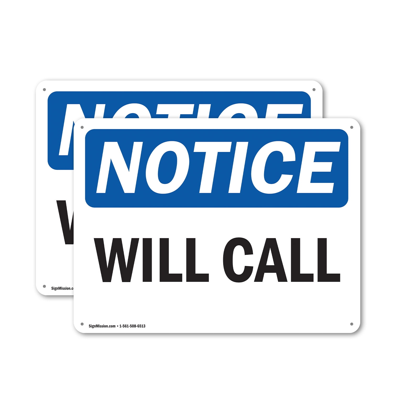 (2 Pack) Will Call OSHA Notice Sign 24 Inch X 18 Inch Plastic Sign ...