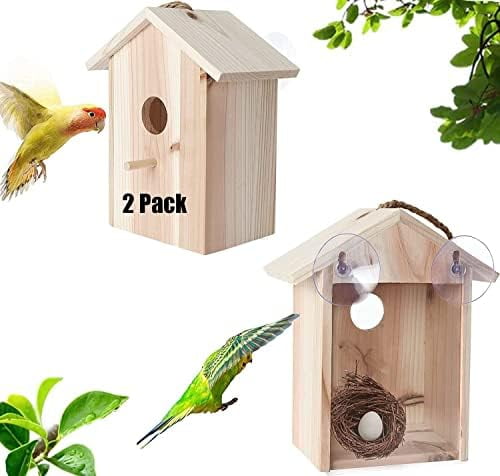 2 Pack Window Bird Houses for Viewing, See Through Birdhouses for ...
