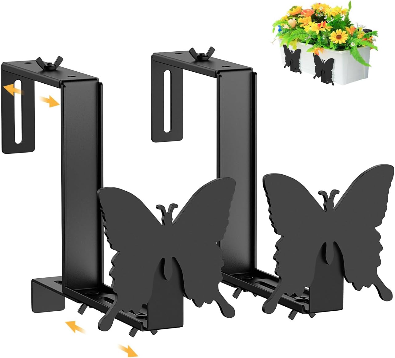 2-Pack Window Box Brackets, (5.9 - 9.6 Inches) Deck Railing Adjustable ...