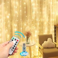 300 LED Window Curtain Fairy String Lights 8 Lighting Modes Remote ...