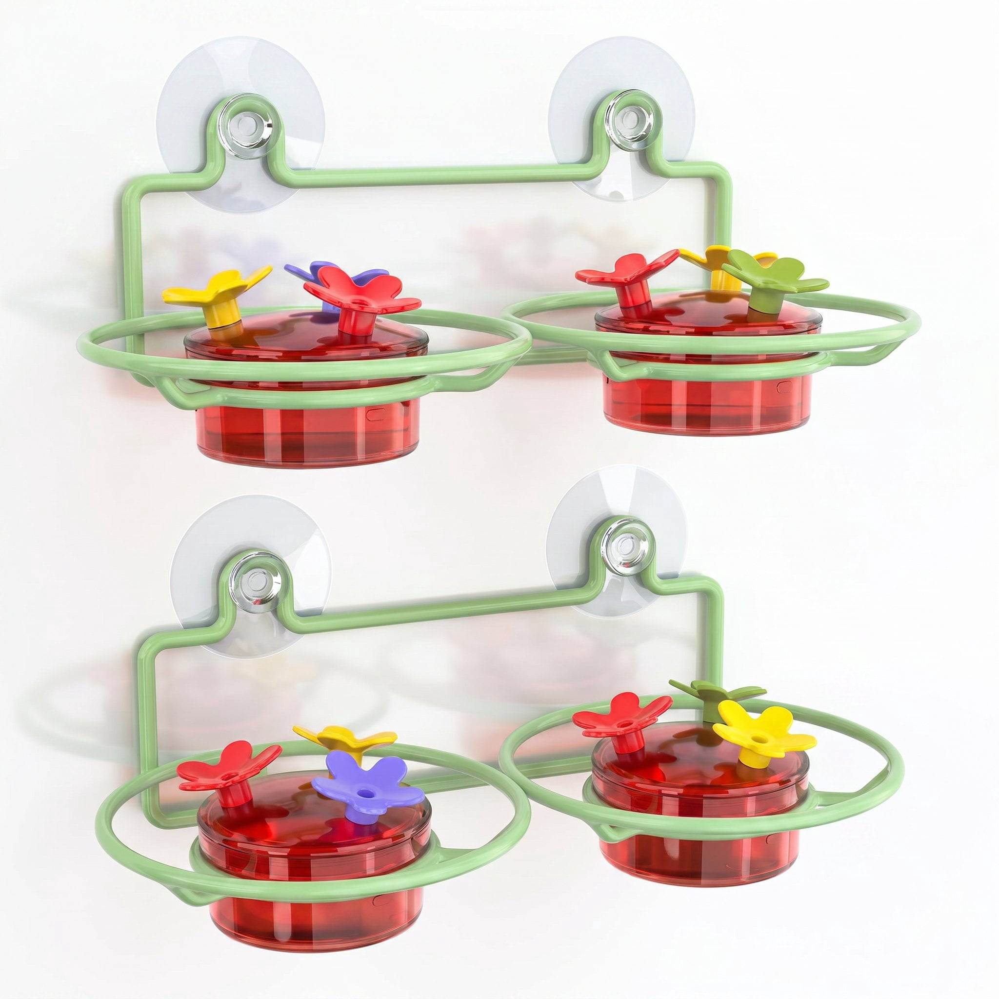 2 Pack Window Hummingbird Feeder with Metal Base and Suction Cups, 6 ...