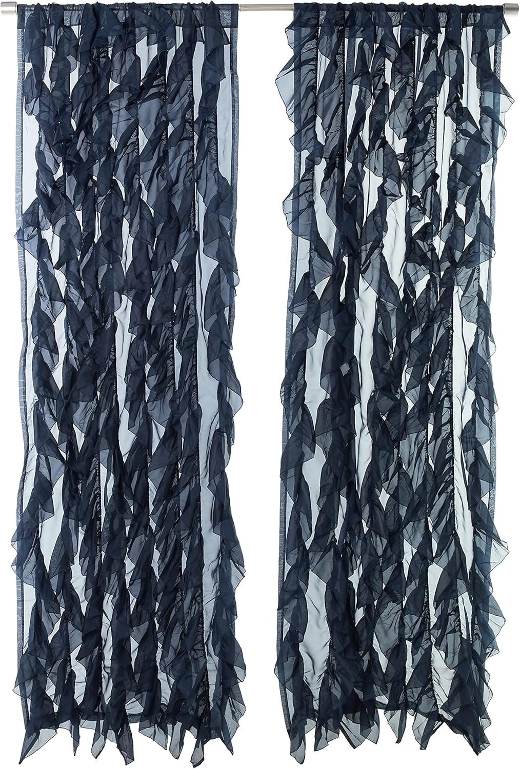 2 Pack Window Panel Sheer Voile Vertical Ruffled Waterfall Curtains ...