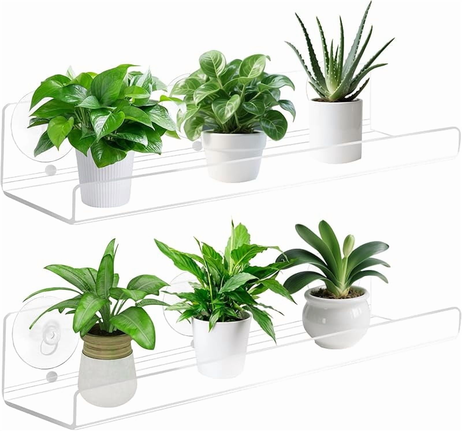 2 Pack Window Plant Shelves, 9 Inch Acrylic Suction Cup Shelf, Window ...