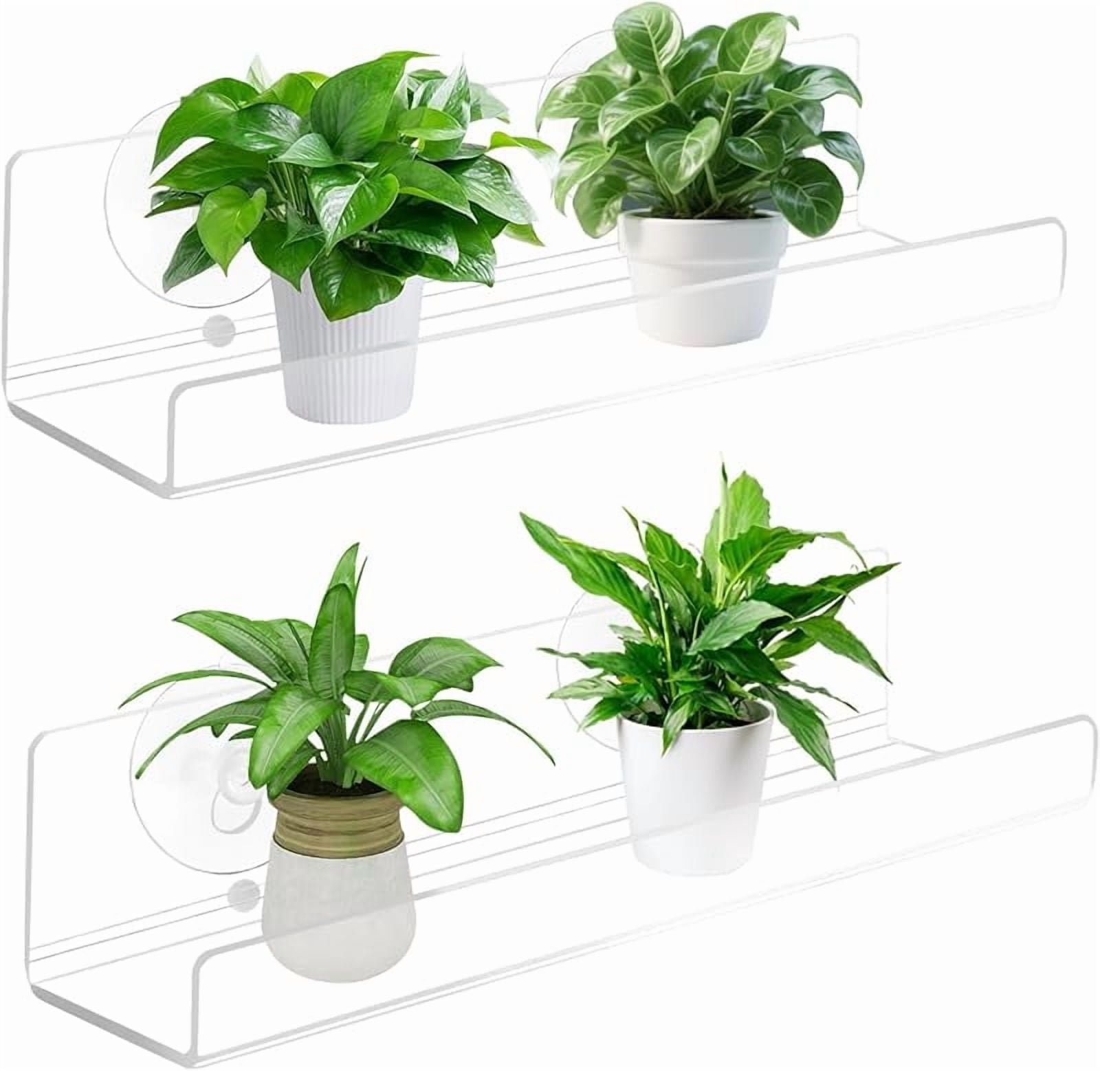 2 Pack Window Plant Shelves, 9 Inch Acrylic Suction Cup Shelf, Window ...