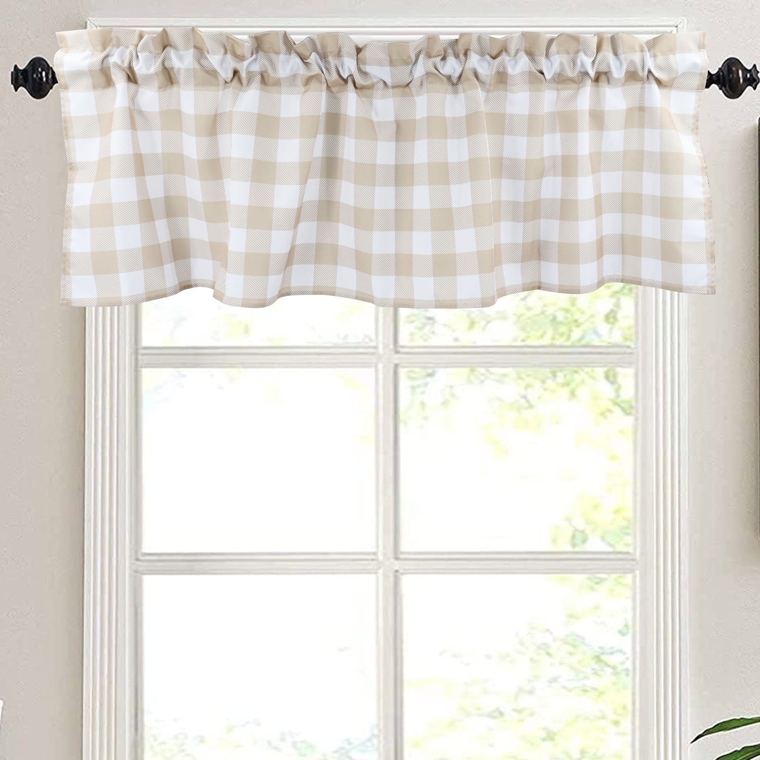 2 Pack Buffalo Plaid Valances, Farmhouse Window Treatment, 16" x 56 ...