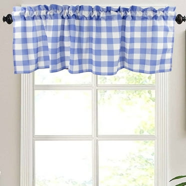 Achim Buffalo Checkered Window Valance, Plaid Country Print, Navy Blue ...