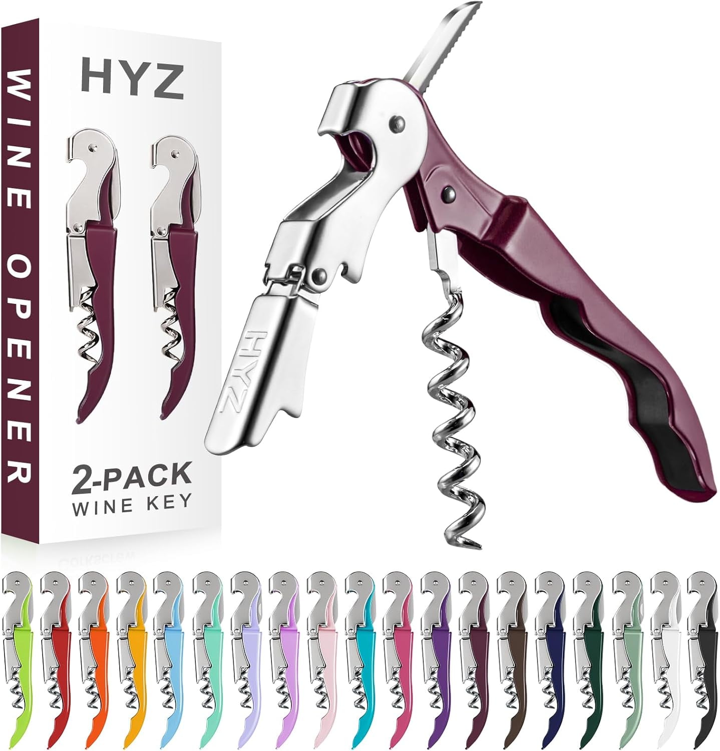 2-Pack Wine Opener Waiter Corkscrew, Professional Wine Key for Servers ...