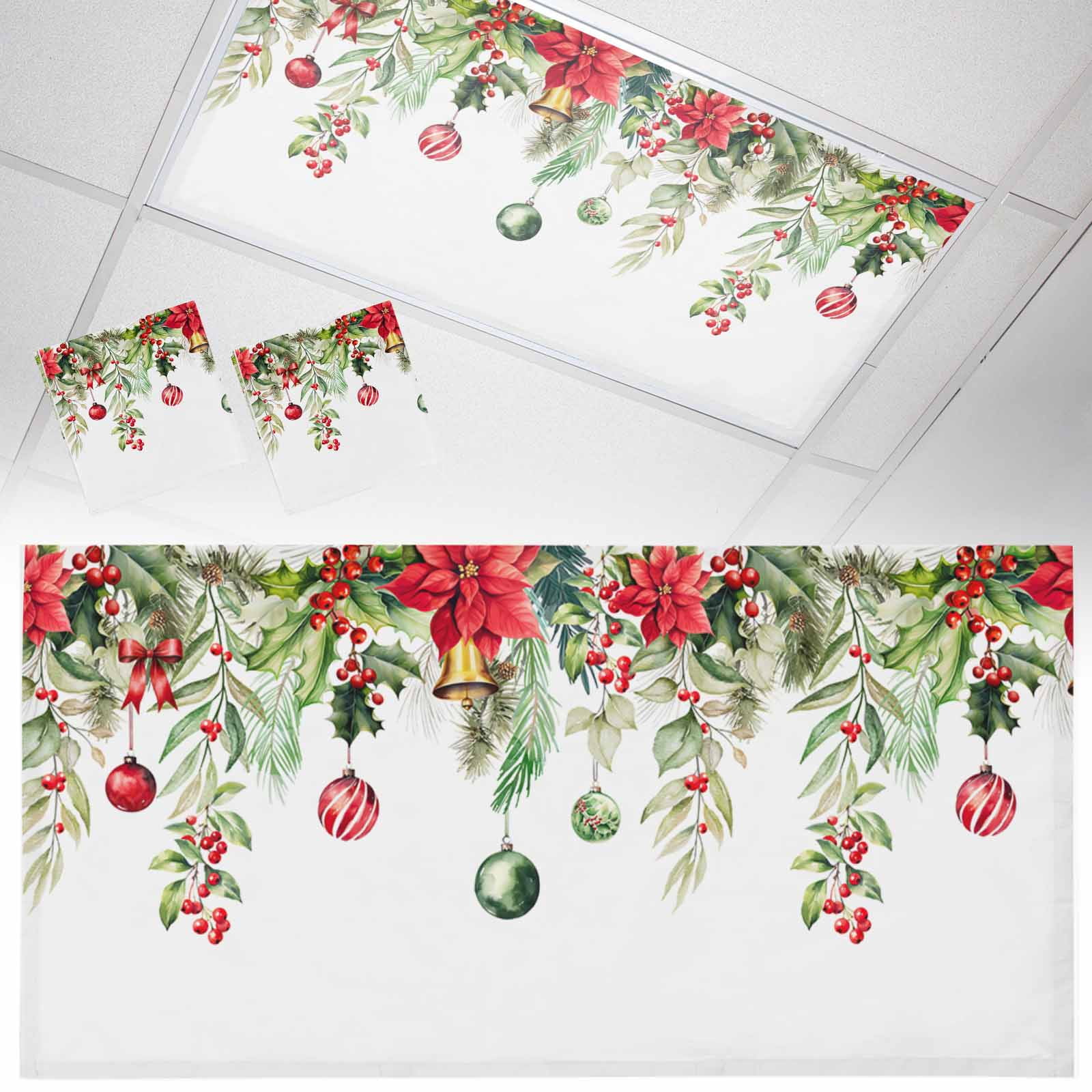 2 Pack Winter Christmas Fluorescent Light Covers for Ceiling Lights ...
