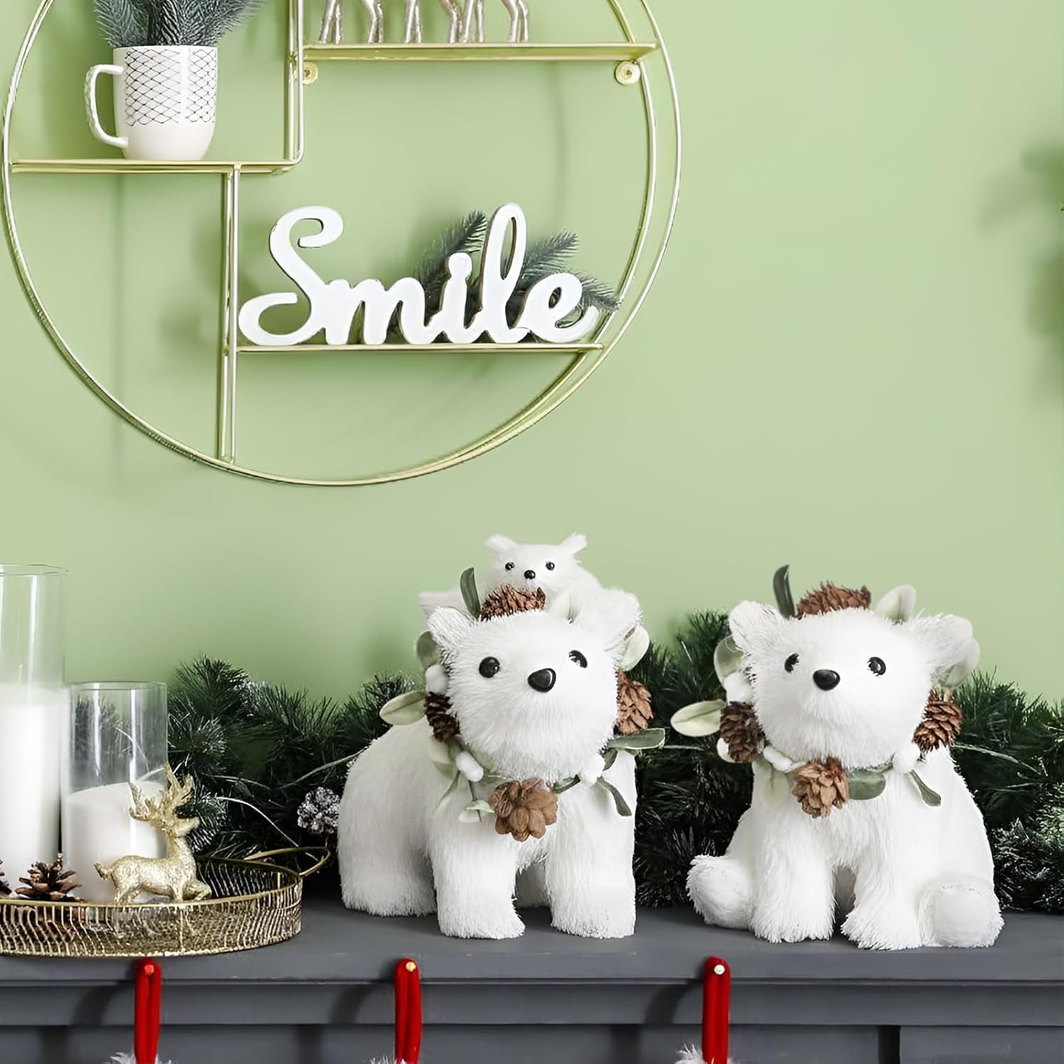 2-Pack Winter Christmas Sisal Polar Bear Figurines – Holiday Table ...
