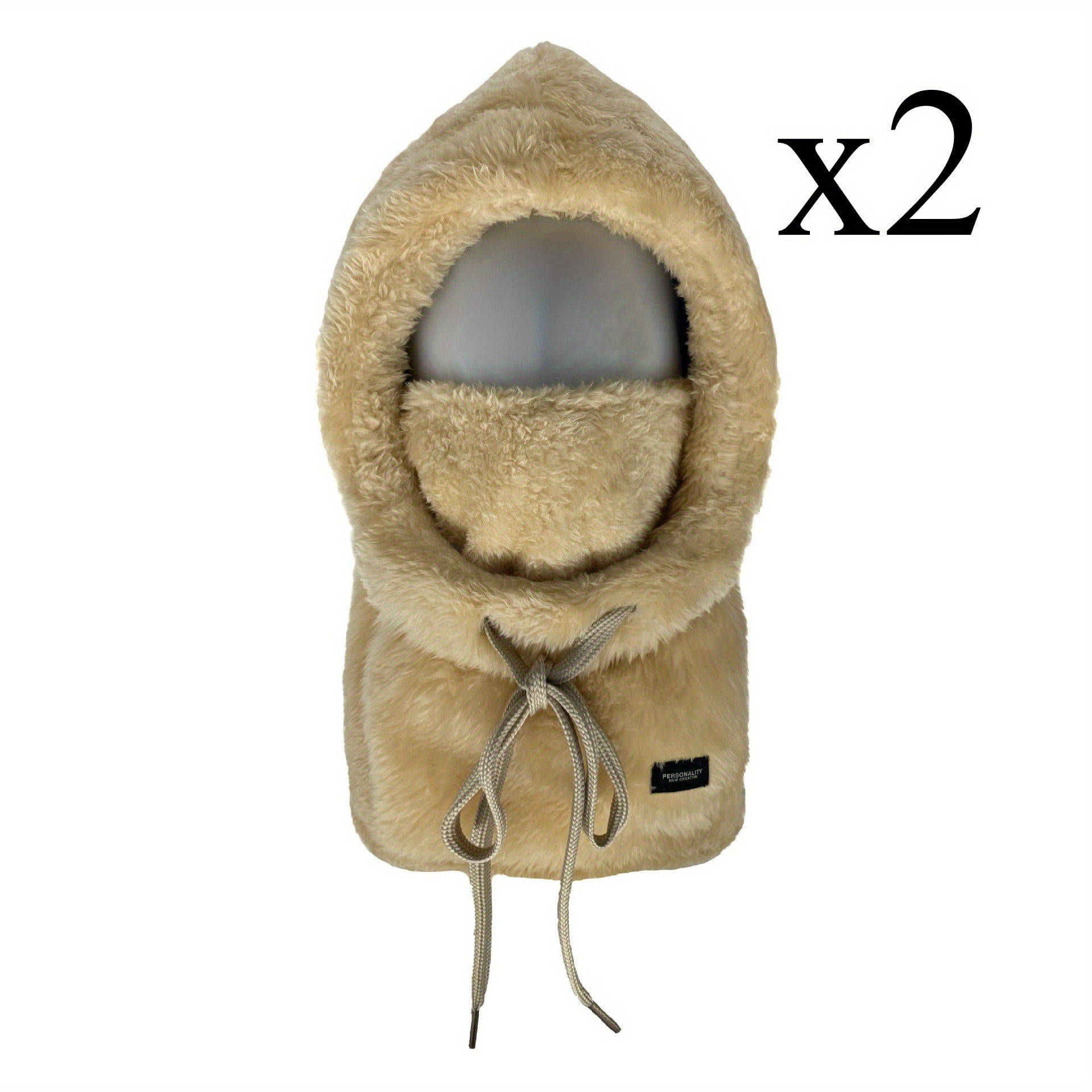 2-Pack Winter Fleece-Lined Face Mask Hat with Detachable Face Shield ...