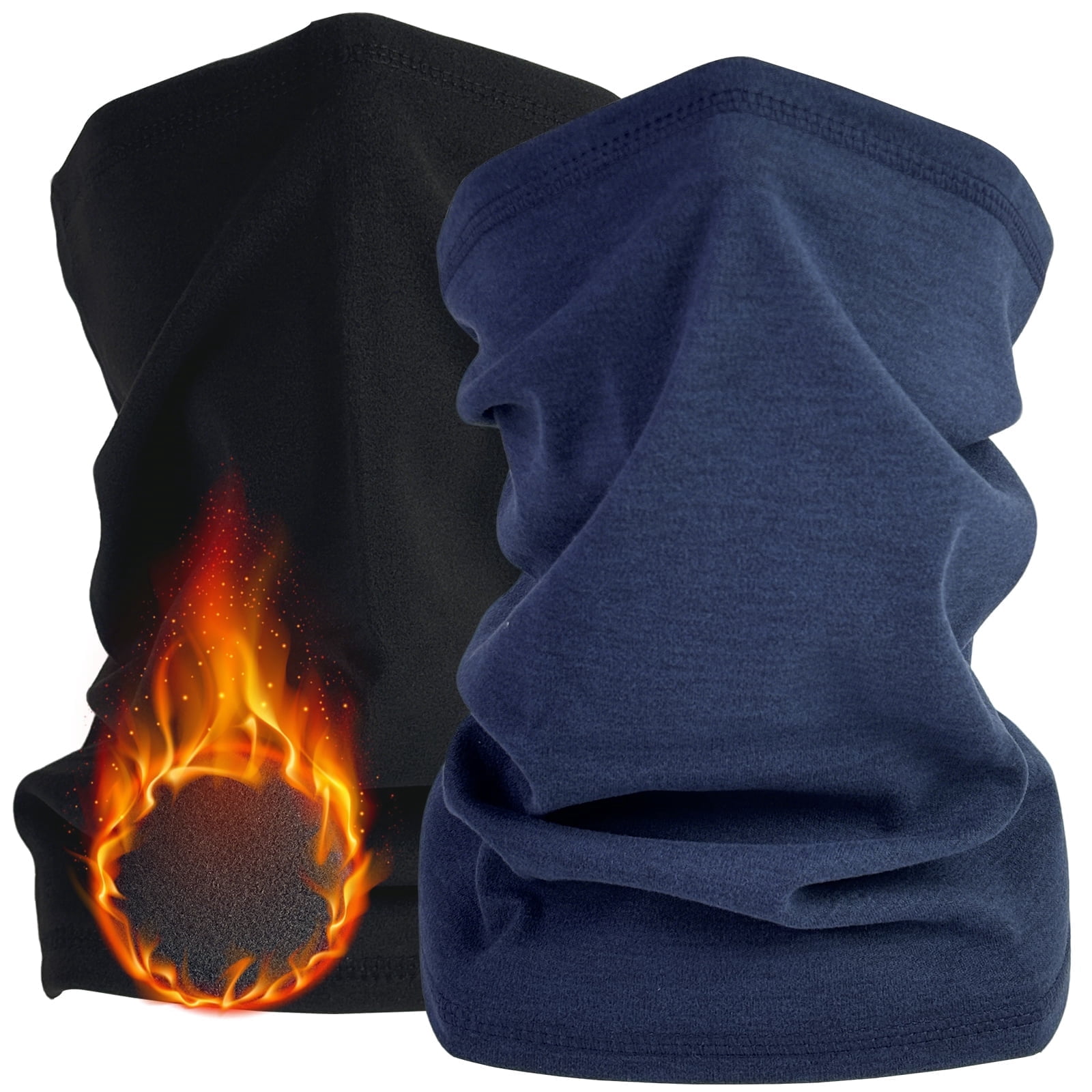 2 Pack Winter Fleece Neck Gaiter Warmer Windproof Face Mask Cover Cold ...
