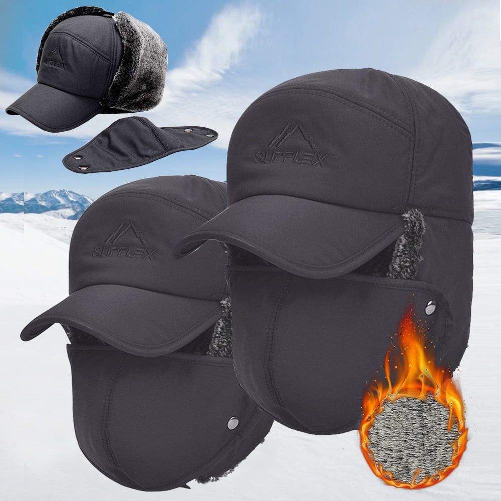 [2 Pack] Winter Trapper Trooper Hat, IC ICLOVER Aviator Cap Windproof ...