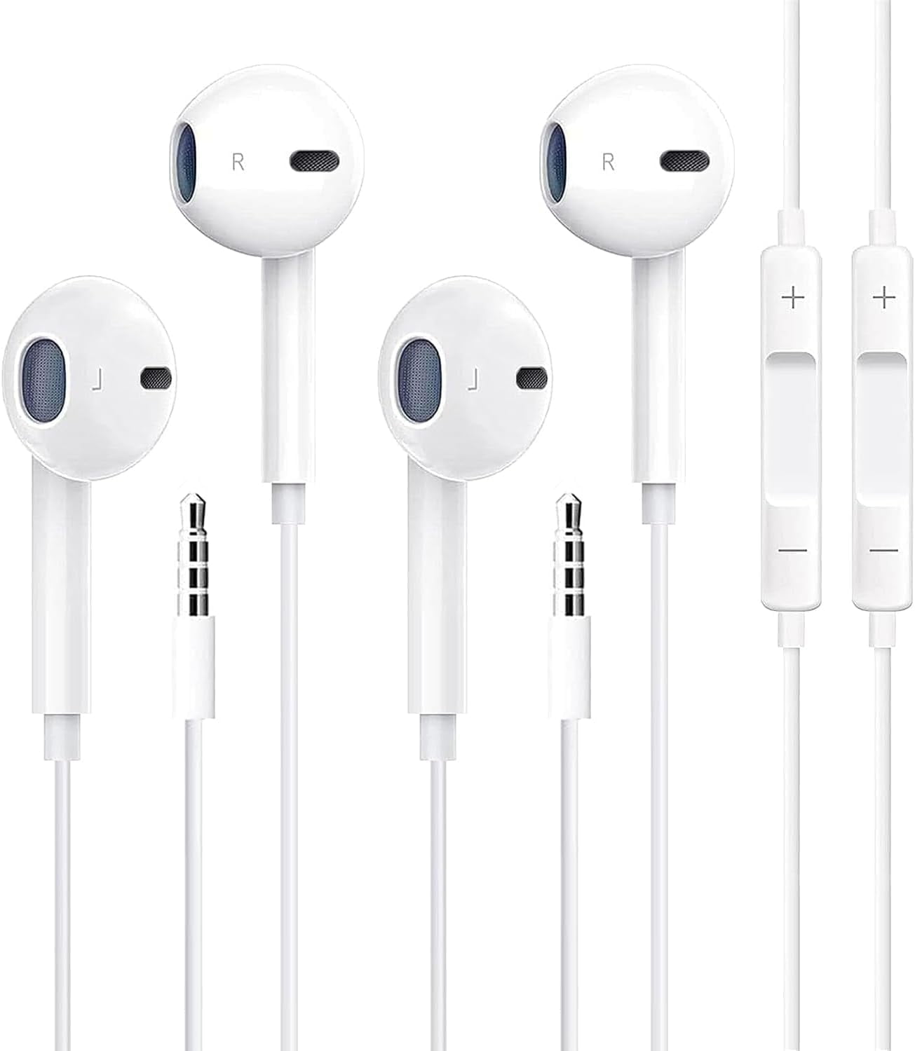 2 Pack Wire Earbuds Headphones with 3.5mm Plug Earphones Built-in ...