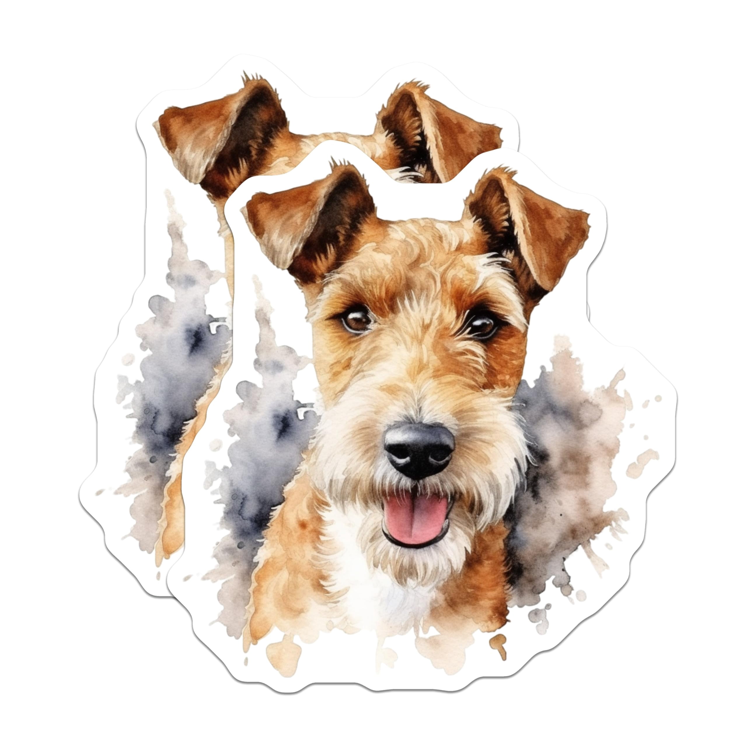 (2 Pack) Wire Fox Terrier Stickers - Watercolor Dog Art - Pet Lover ...