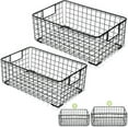 2 Pack Wire Storage Baskets with Handles, Metal Organizer Basket Bins ...