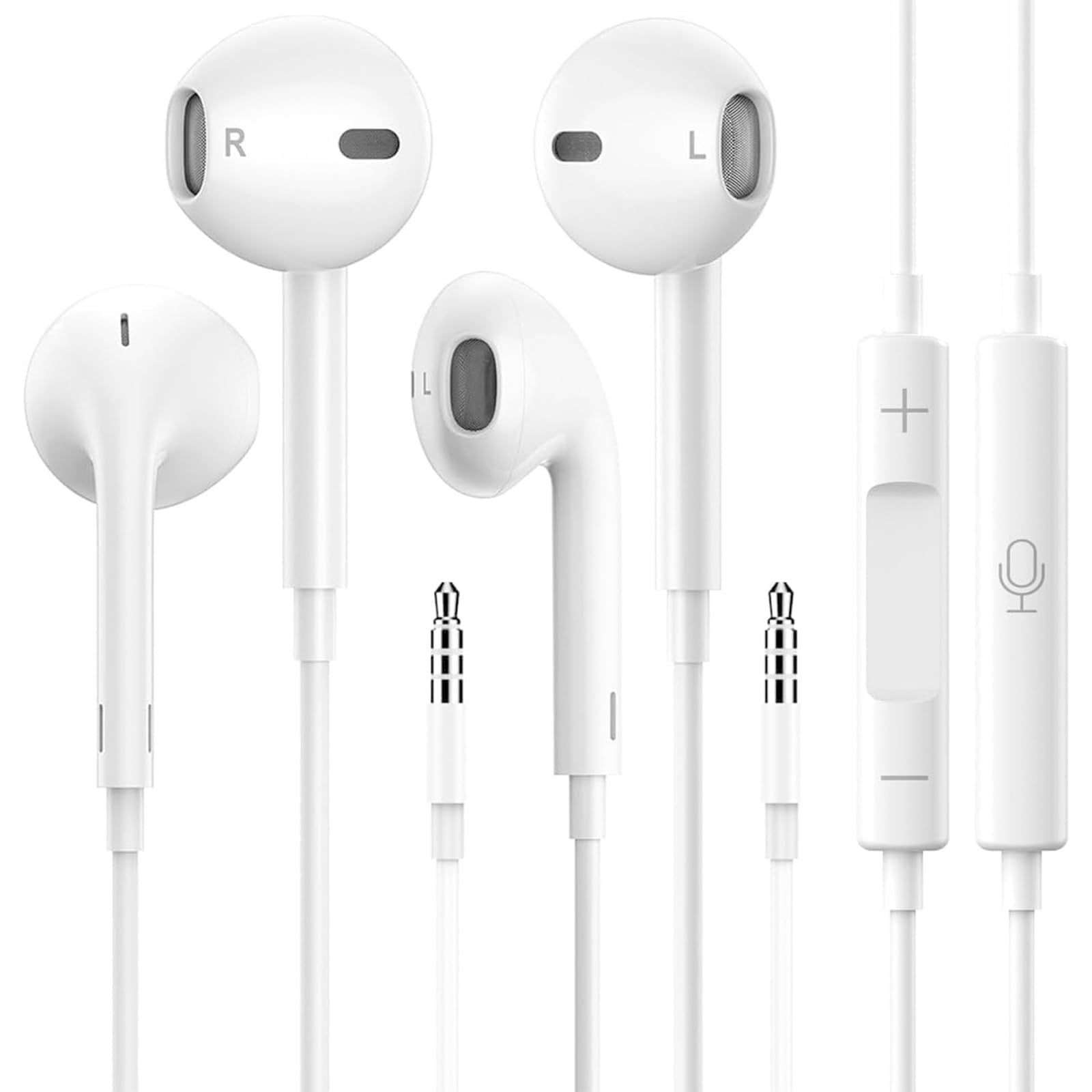2 Pack Wired Earbuds with Microphone, In Ear HiFi Stereo, Powerful Bass ...