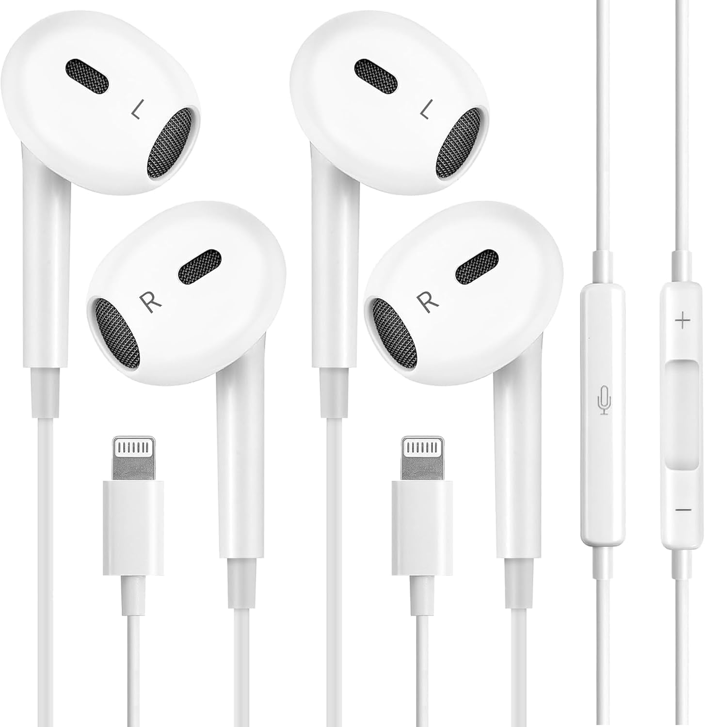 2 Pack Wired Headphones for iPhone (Lightning Connector Plug&Play ...