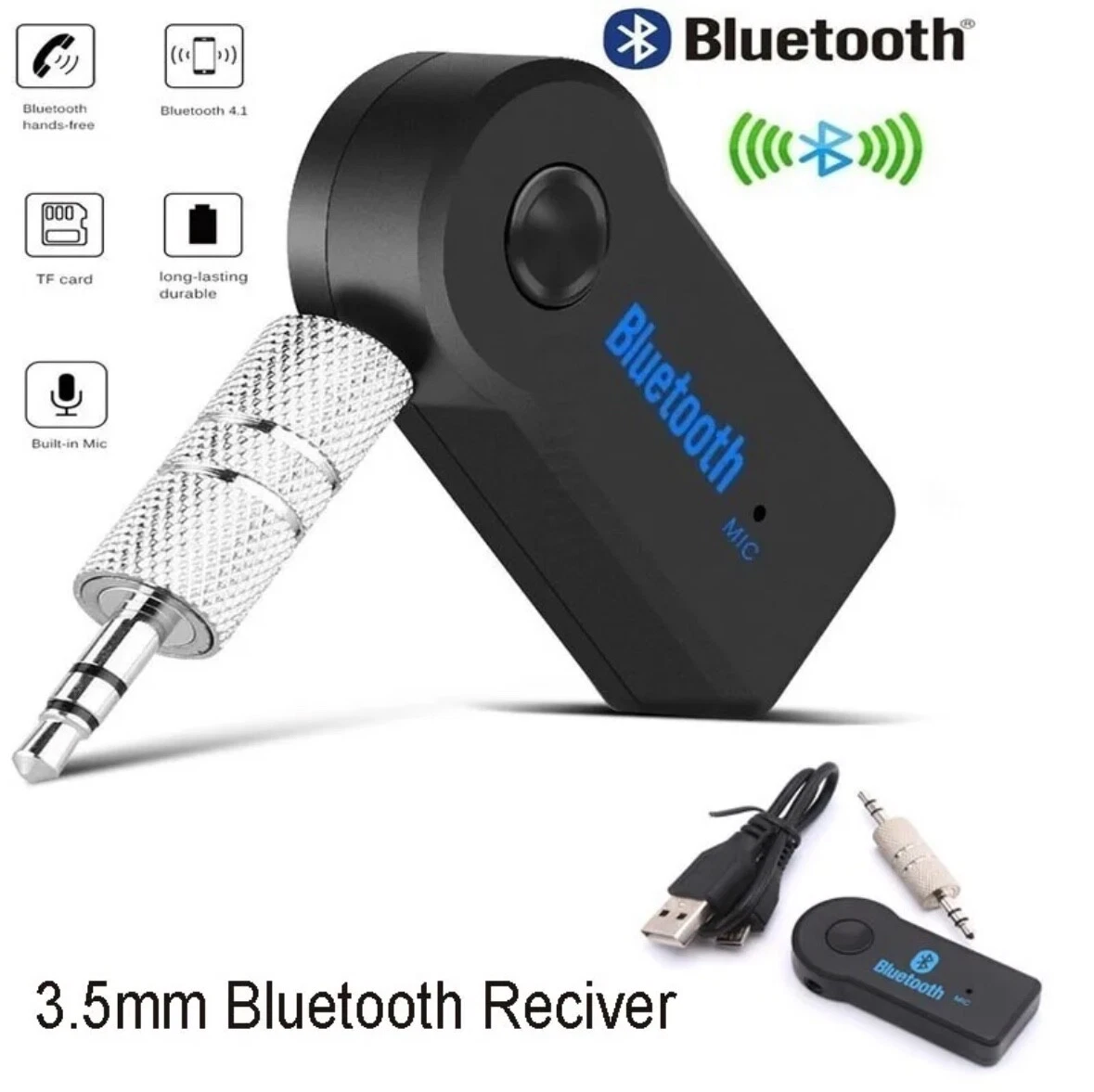 2 Pack Wireless Bluetooth Car Adapter 3.5Mm Aux Audio Stereo Music Home ...
