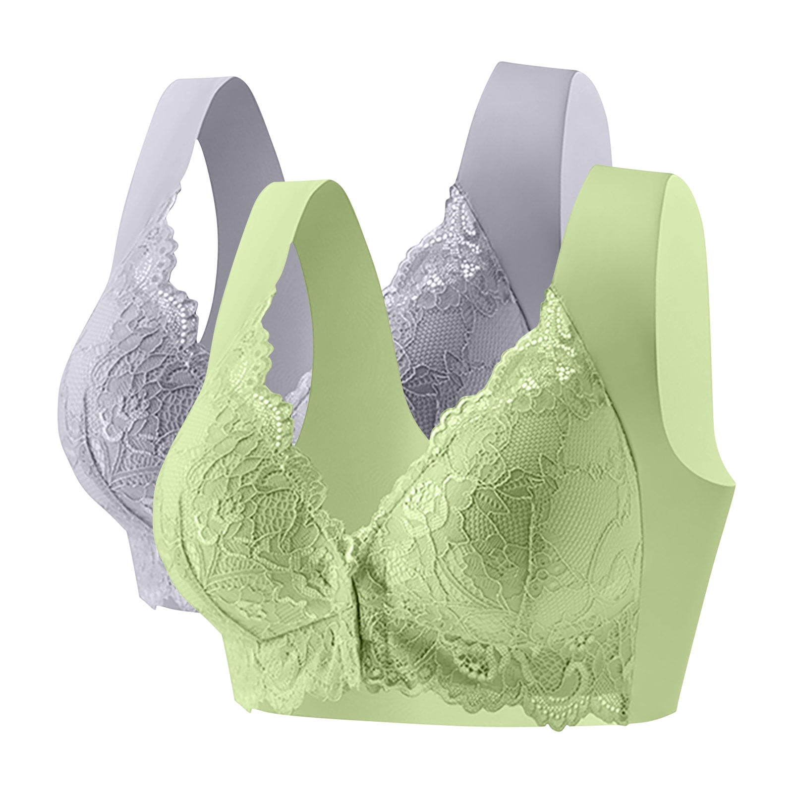 2 Pack Wireless Bras For Women Plus Size Lace Breathable Comfortable ...