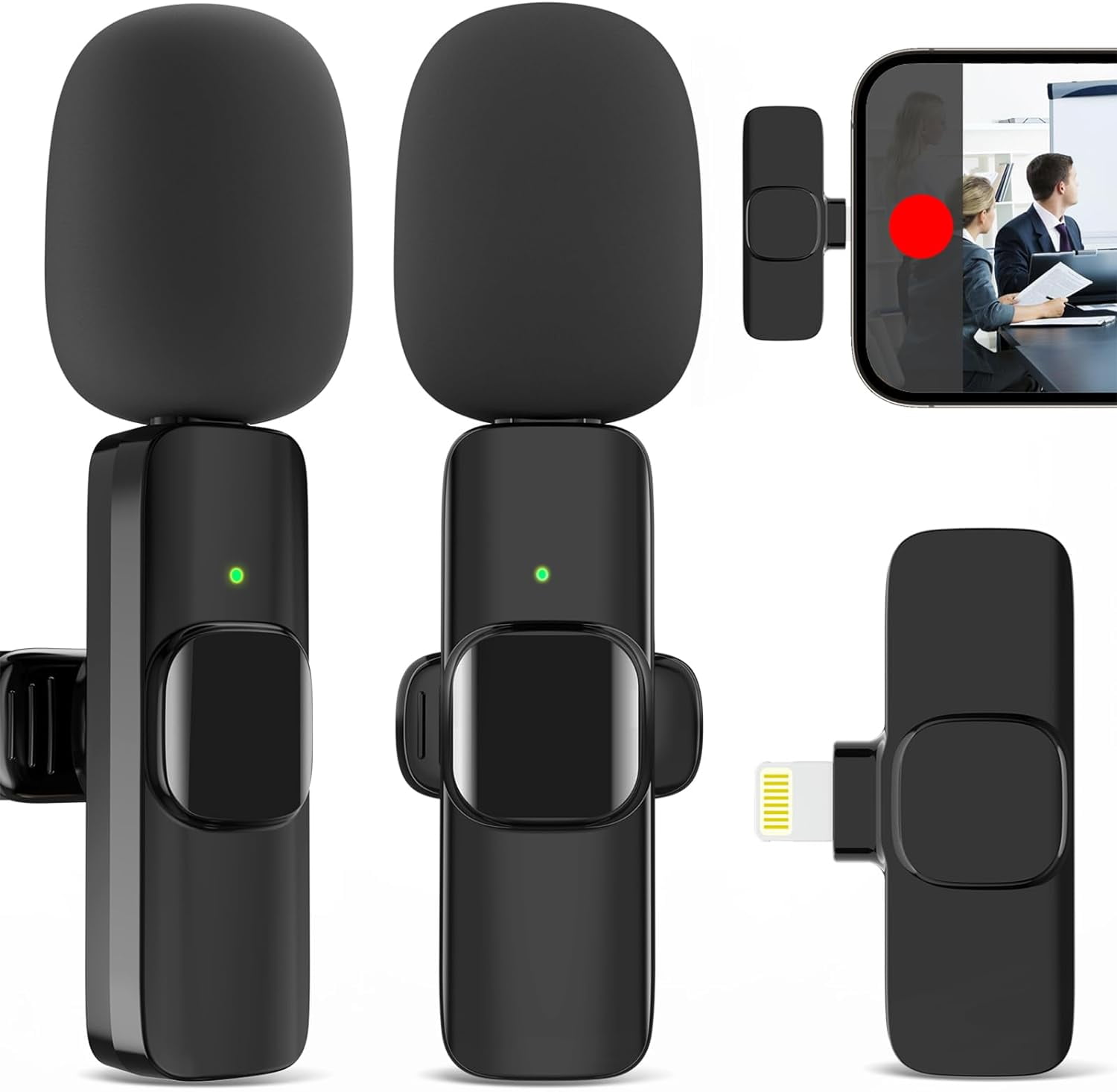 2 Pack Wireless Lavalier Microphone for iPhone, Professional Lapel Mics ...