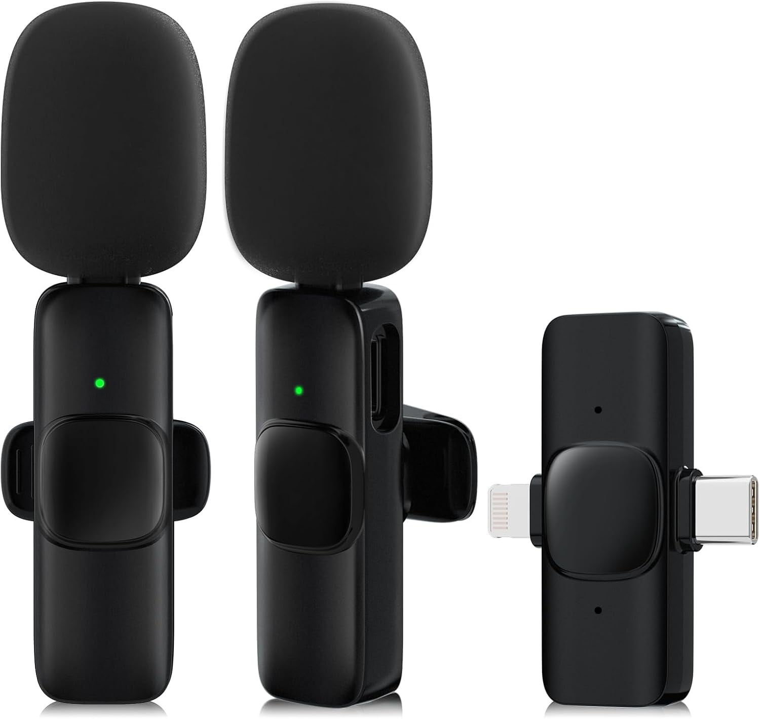 2 Pack Wireless Lavalier Microphone for iPhone, Professional Lapel Mics ...
