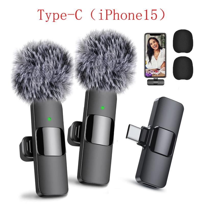2 Pack Wireless Microphone for iPhone Smartphone iPad, Wireless Lapel ...