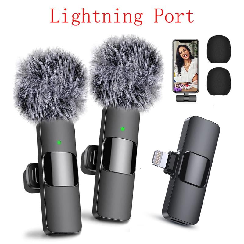 2 Pack Wireless Microphone for iPhone Smartphone iPad, Wireless Lapel ...