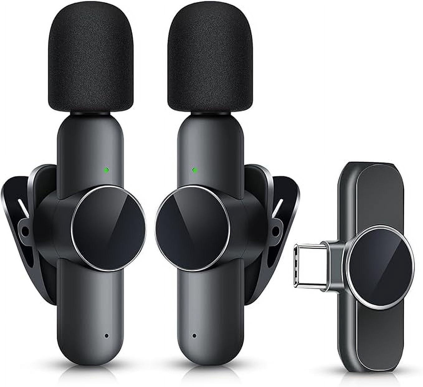 2 Pack Wireless Microphones for iPhone 15 16 Android USB C, Clip on ...