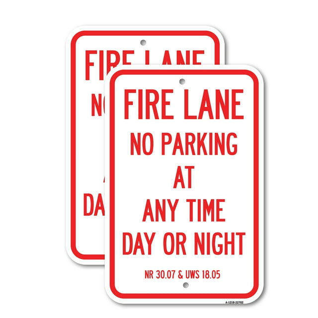 2 Pack Wisconsin Fire Lane No Parking At Anytime Day Or Night 18 X