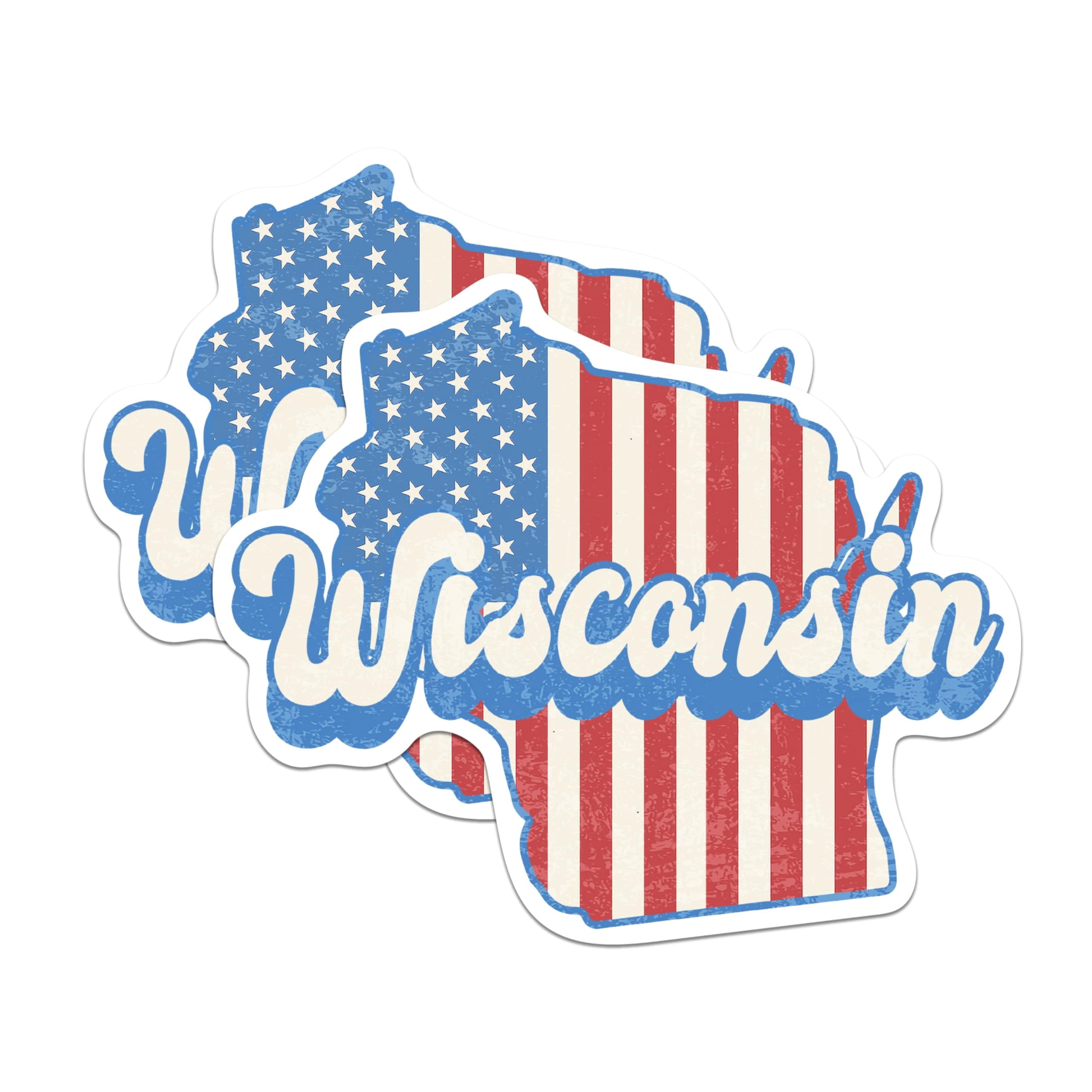 (2 Pack) Wisconsin State Outline Stickers - WI State Shape with USA ...