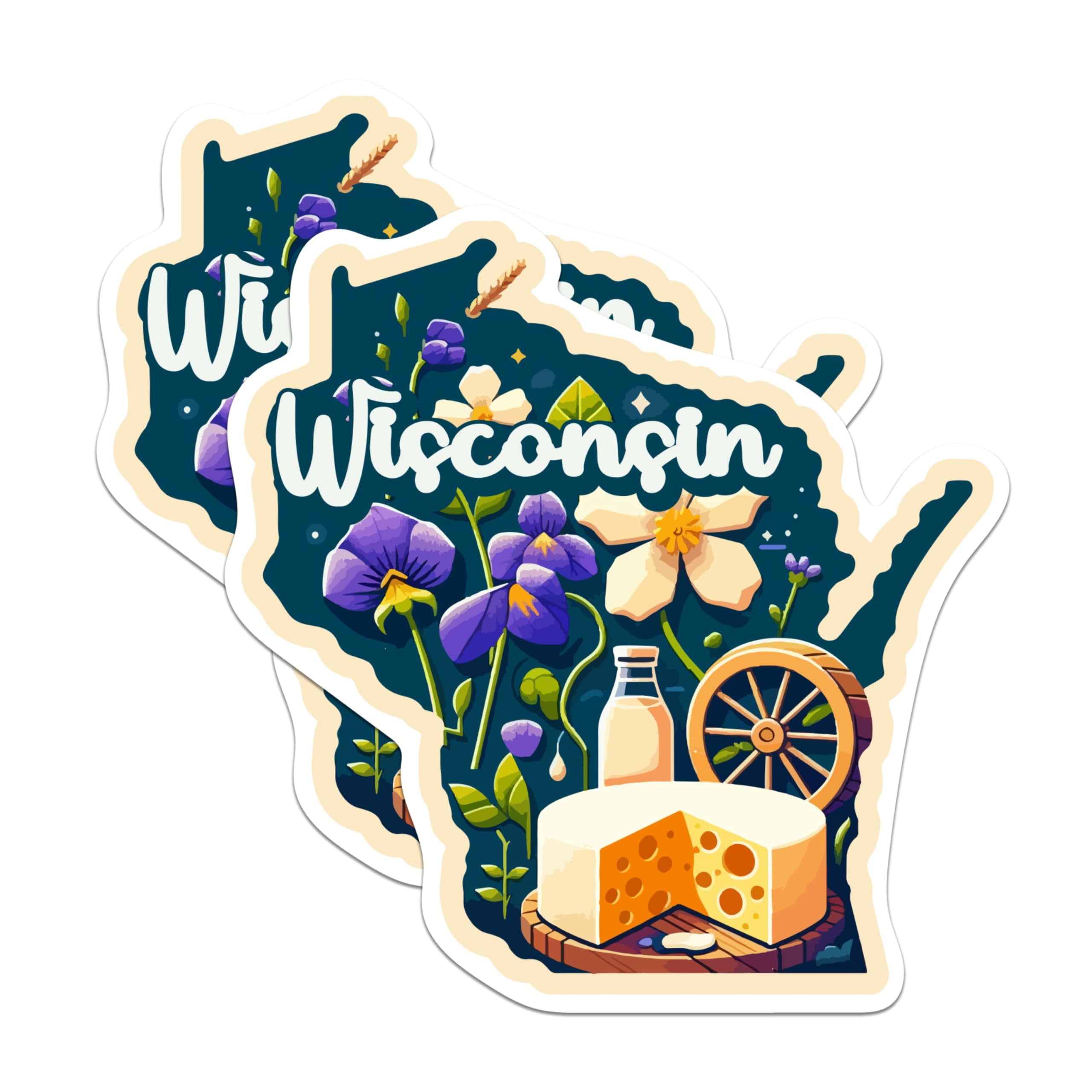 (2 Pack) Wisconsin State Shape Stickers - WI State Sticker - Choose ...