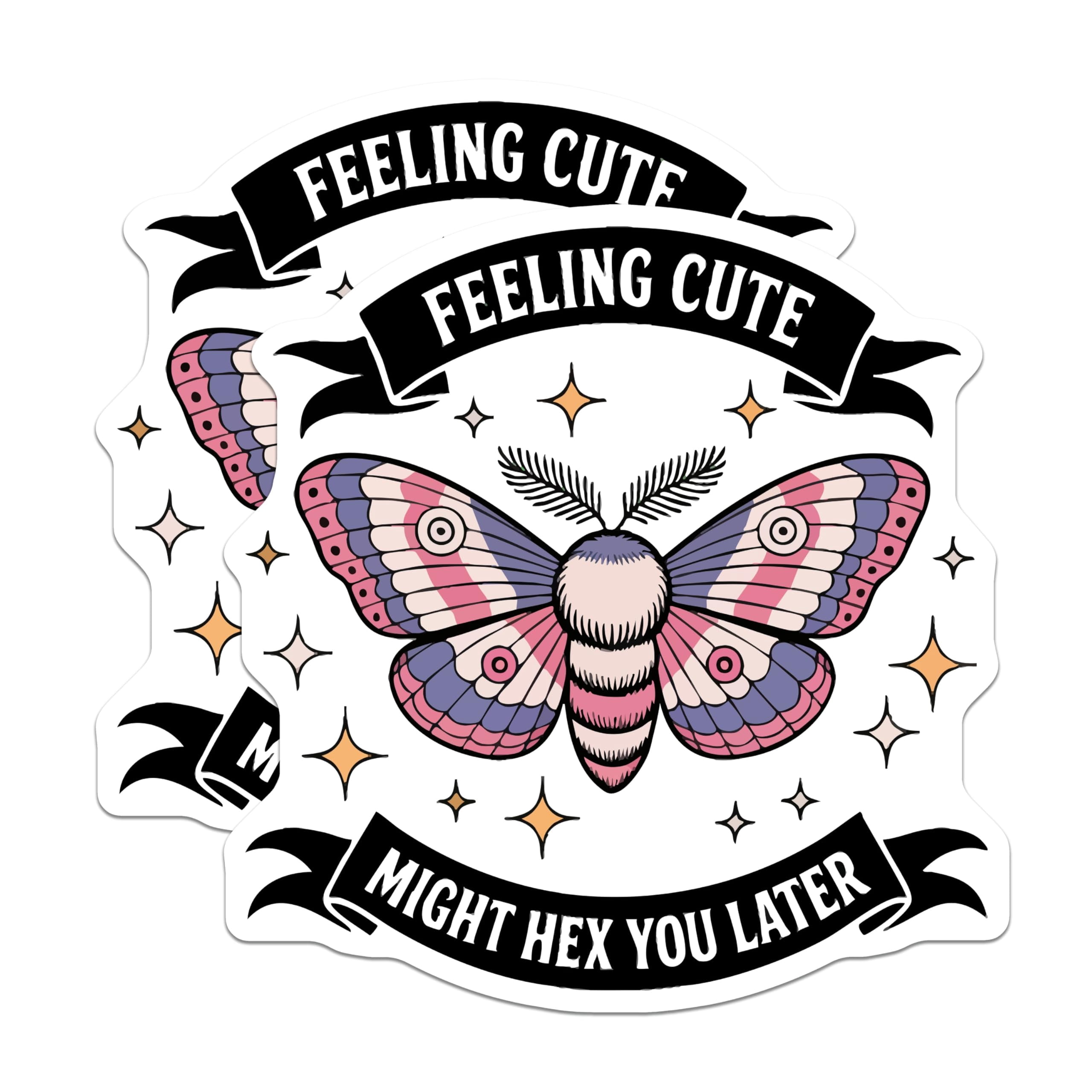 (2 Pack) Witchy Moth Stickers - Feeling Cute Hex You Later - Pastel ...