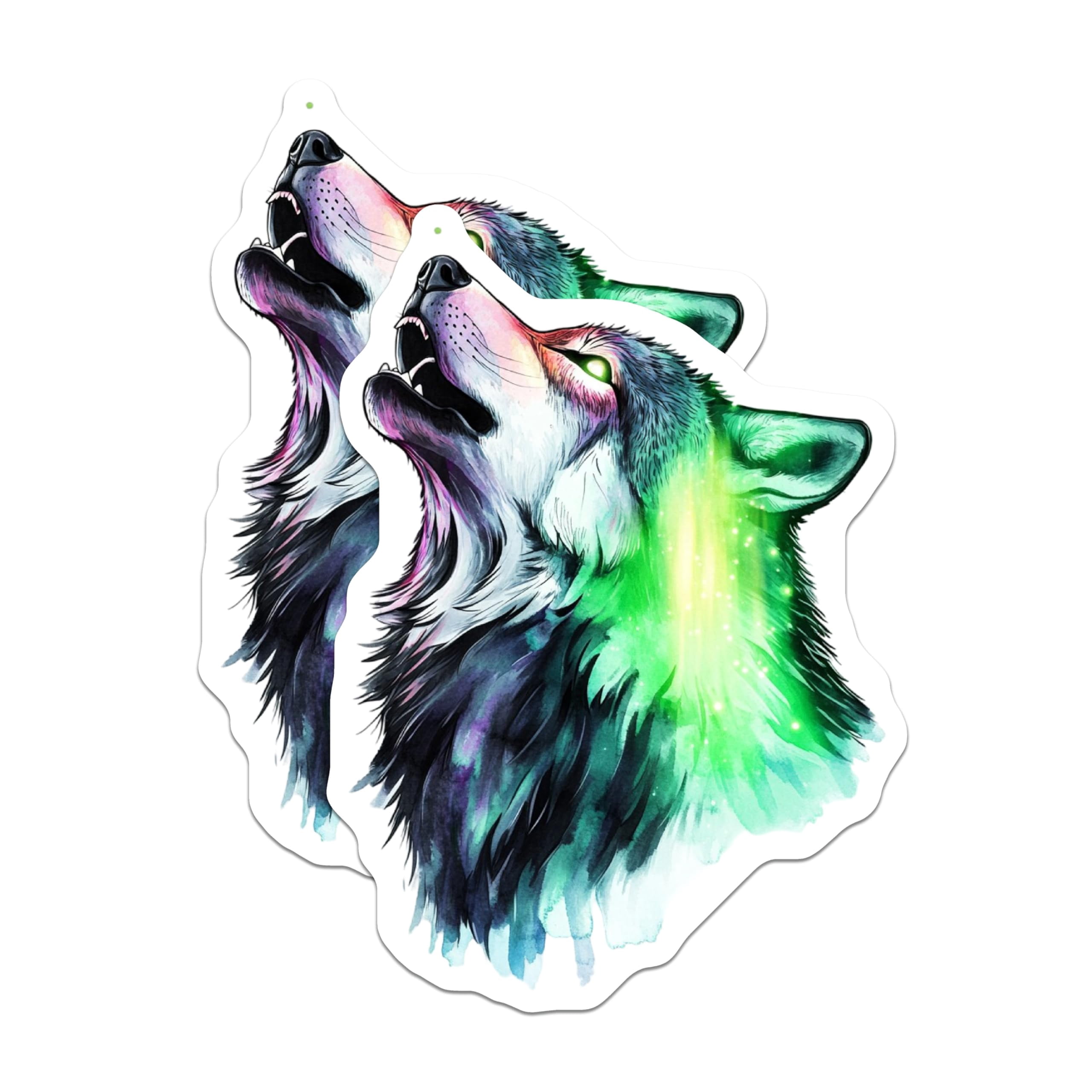 (2 Pack) Wolf Art Magnets - Howling Wolf Design - Watercolor Wolf Art ...